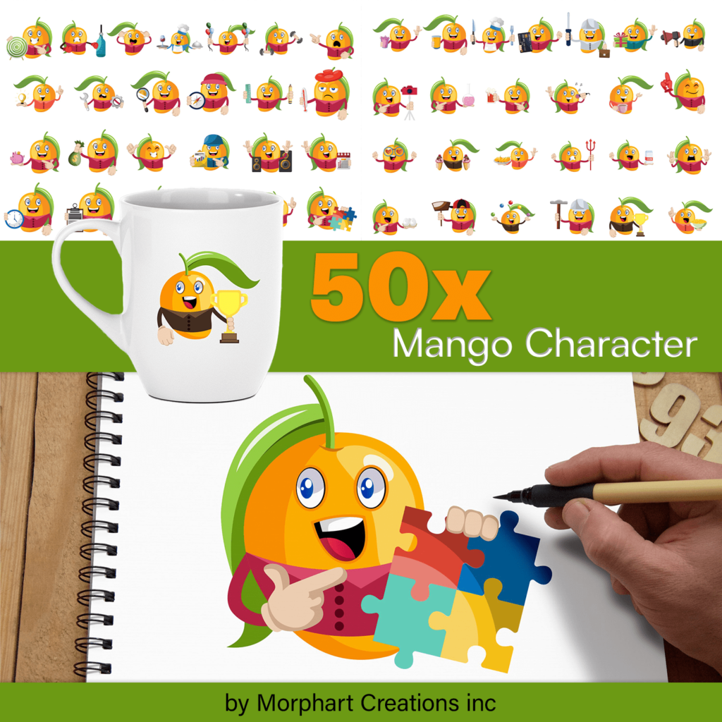 50x Mango Character or Mascot Collection illustration – MasterBundles
