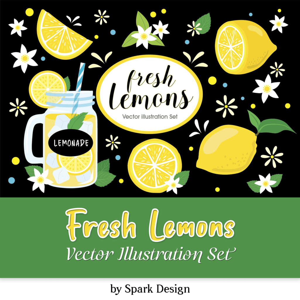 Fresh Lemons Vector Illustration Set – MasterBundles