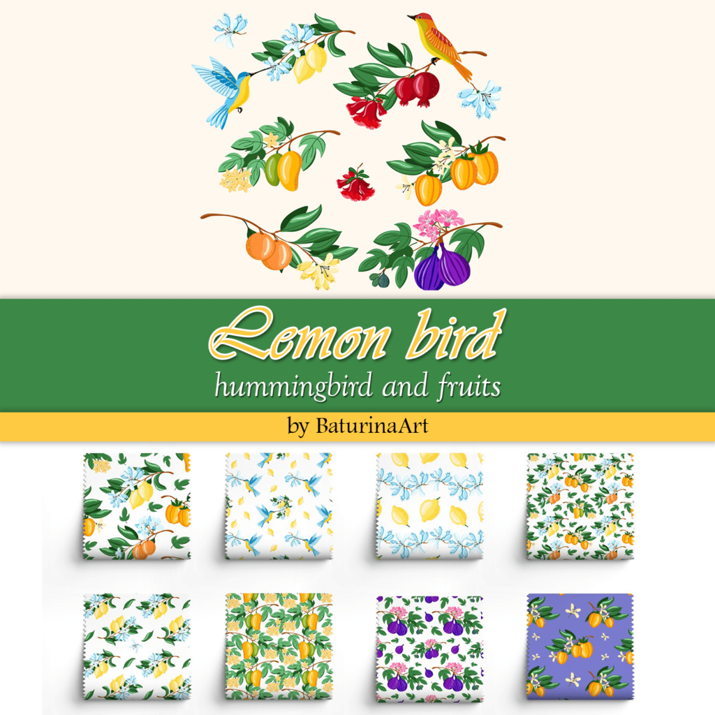 Lemon Bird - Hummingbird and Fruits – MasterBundles