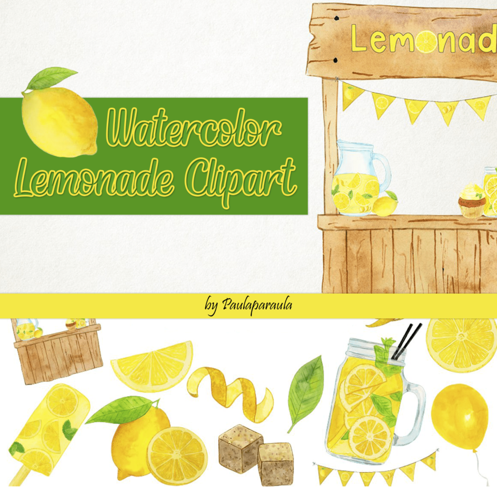 Watercolor Lemonade Clipart, Summer – MasterBundles