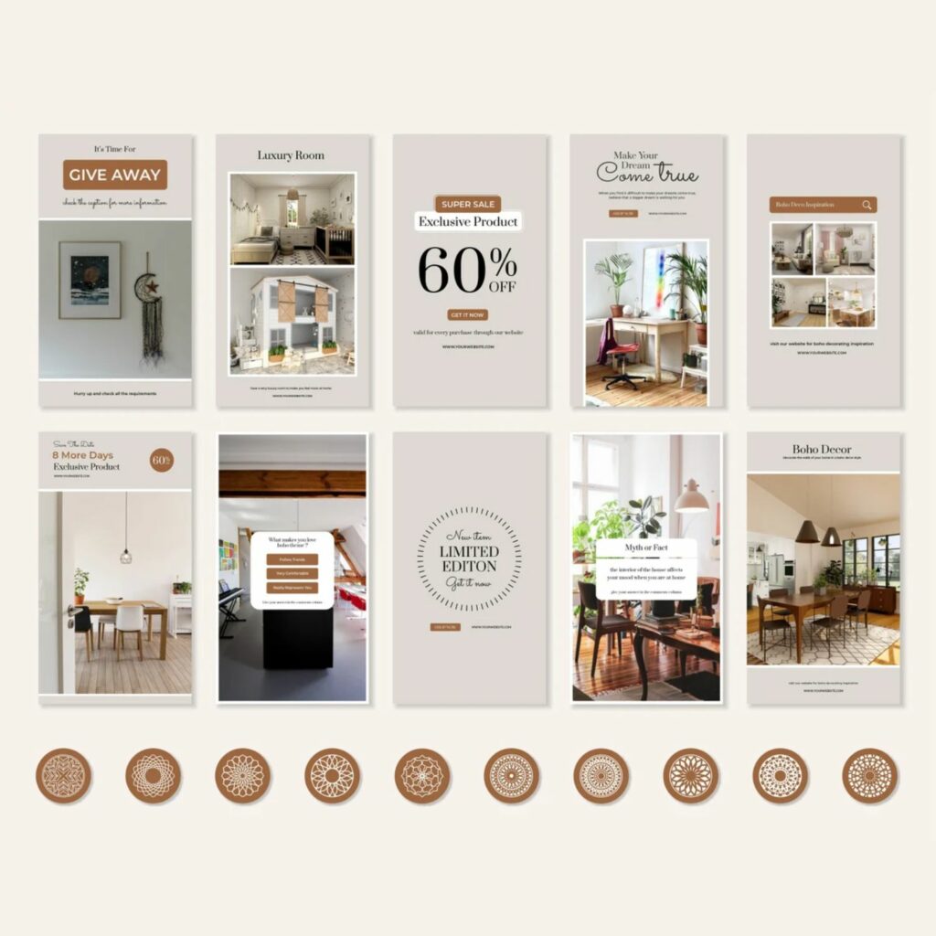 Instagram Launching Template Boho Decor Free Story and Icon Social ...