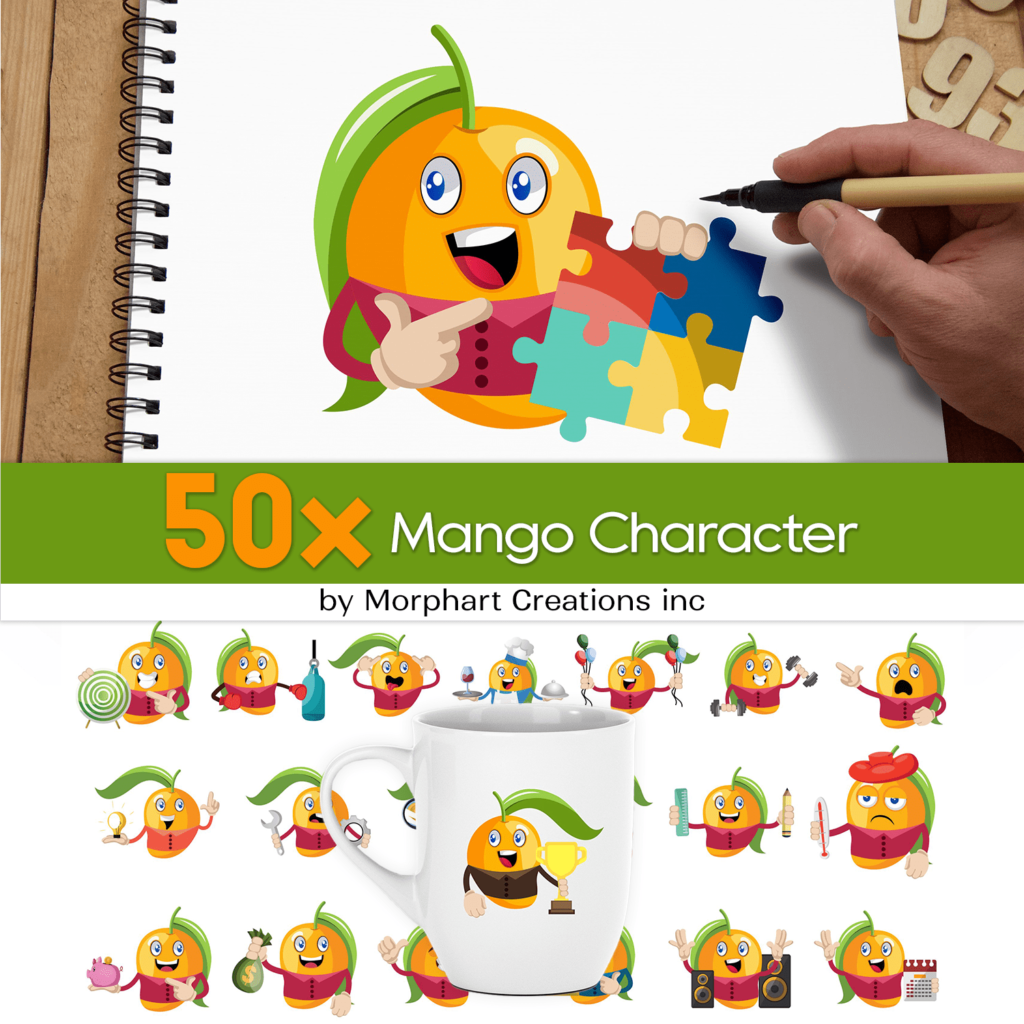 50x Mango Character or Mascot Collection illustration – MasterBundles