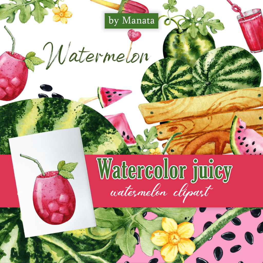 Watercolor Juicy Watermelon Clipart. Summer Fruits – MasterBundles