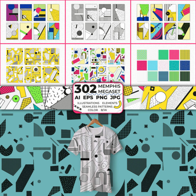 302 Illustrations+Elements+Patterns – MasterBundles