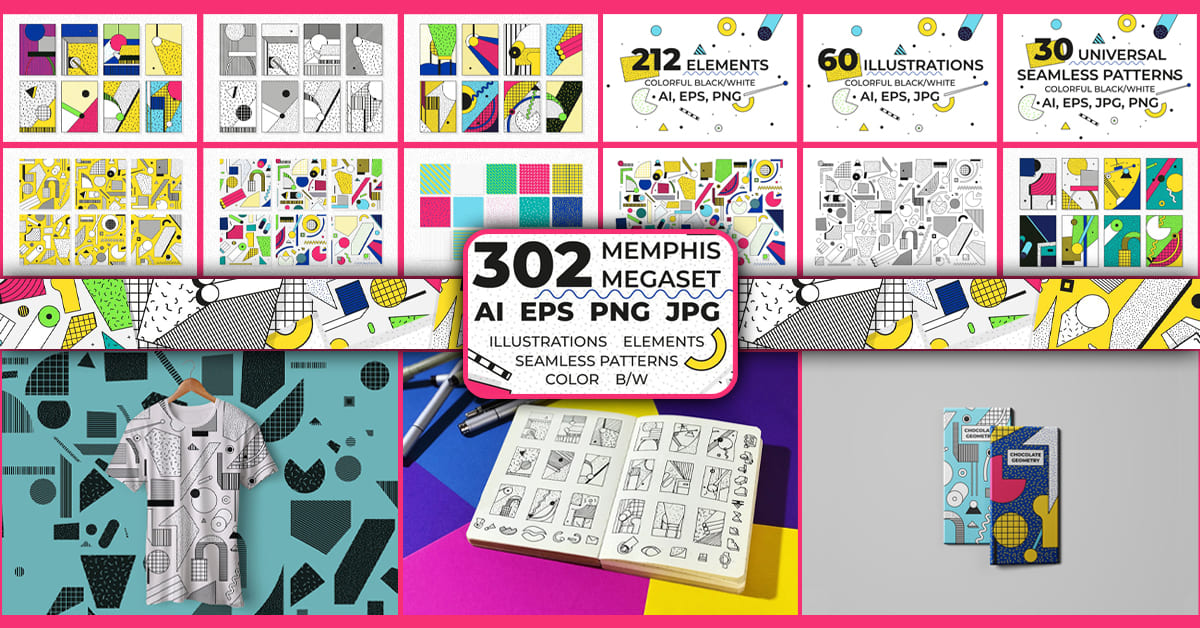 302 Illustrations+Elements+Patterns – MasterBundles