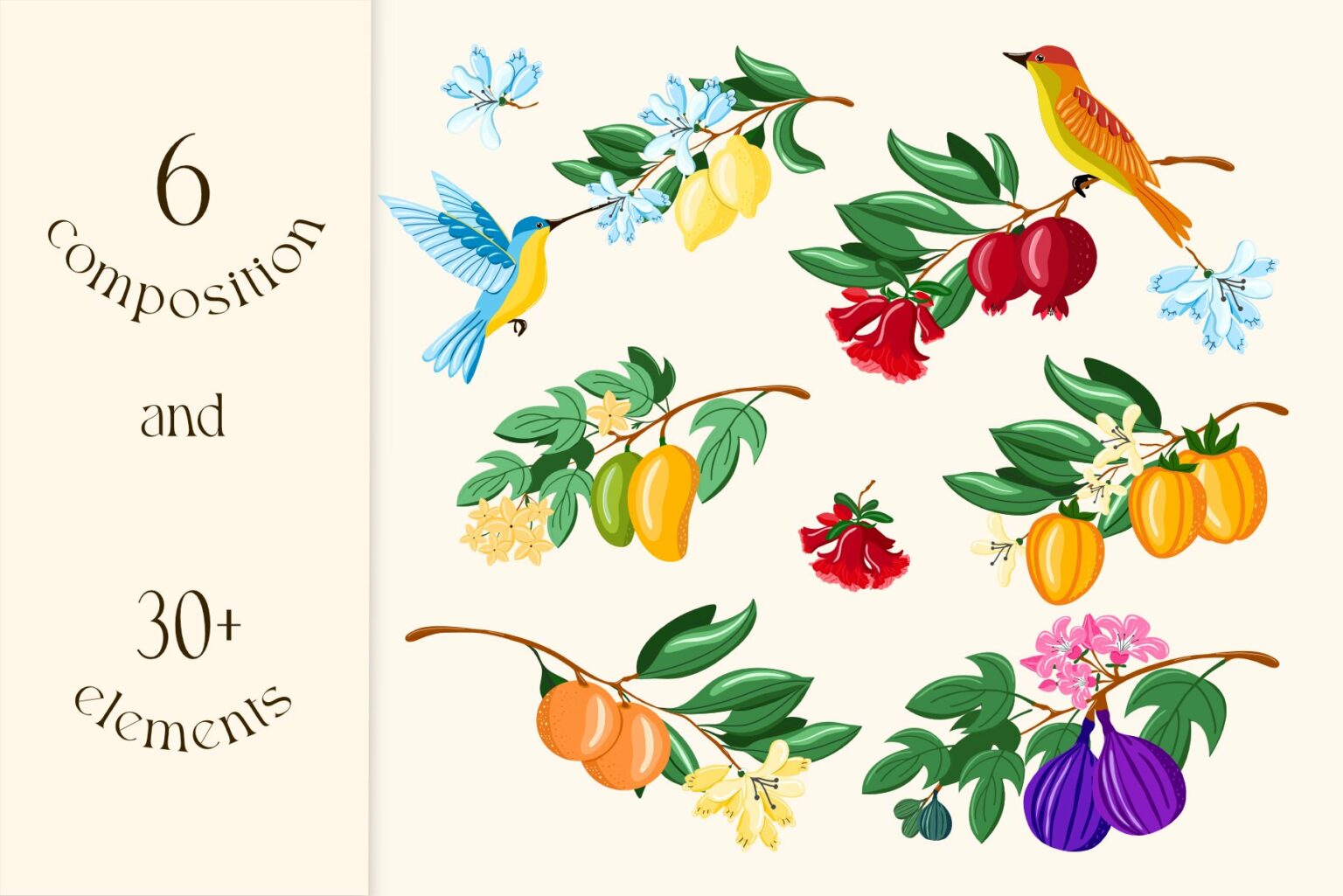 Lemon Bird - Hummingbird and Fruits – MasterBundles