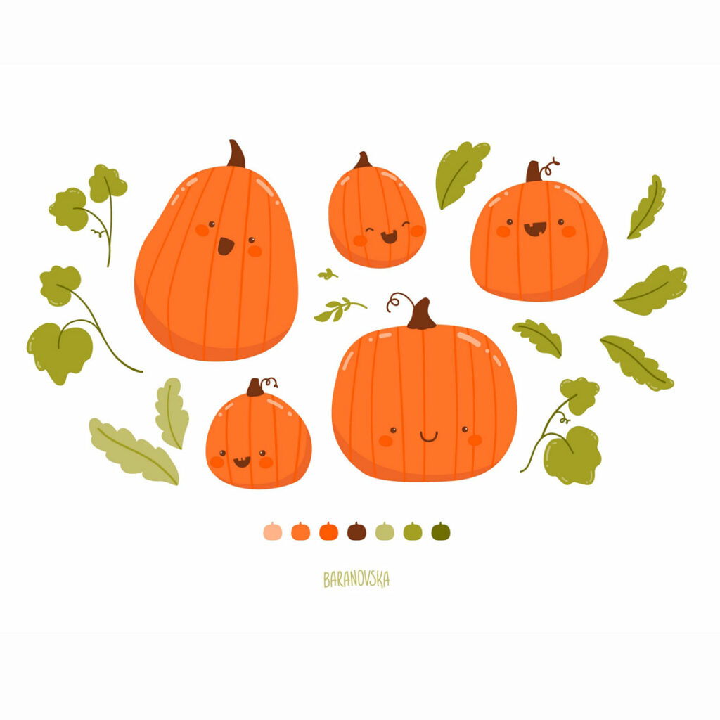 Happy pumpkins. Clipart and patterns - MasterBundles