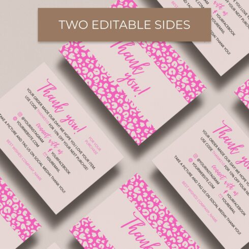 Pink Thank You Card Template | Master Bundles