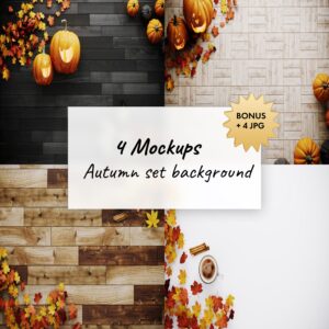 4 Autumn Set Mockups Background – MasterBundles