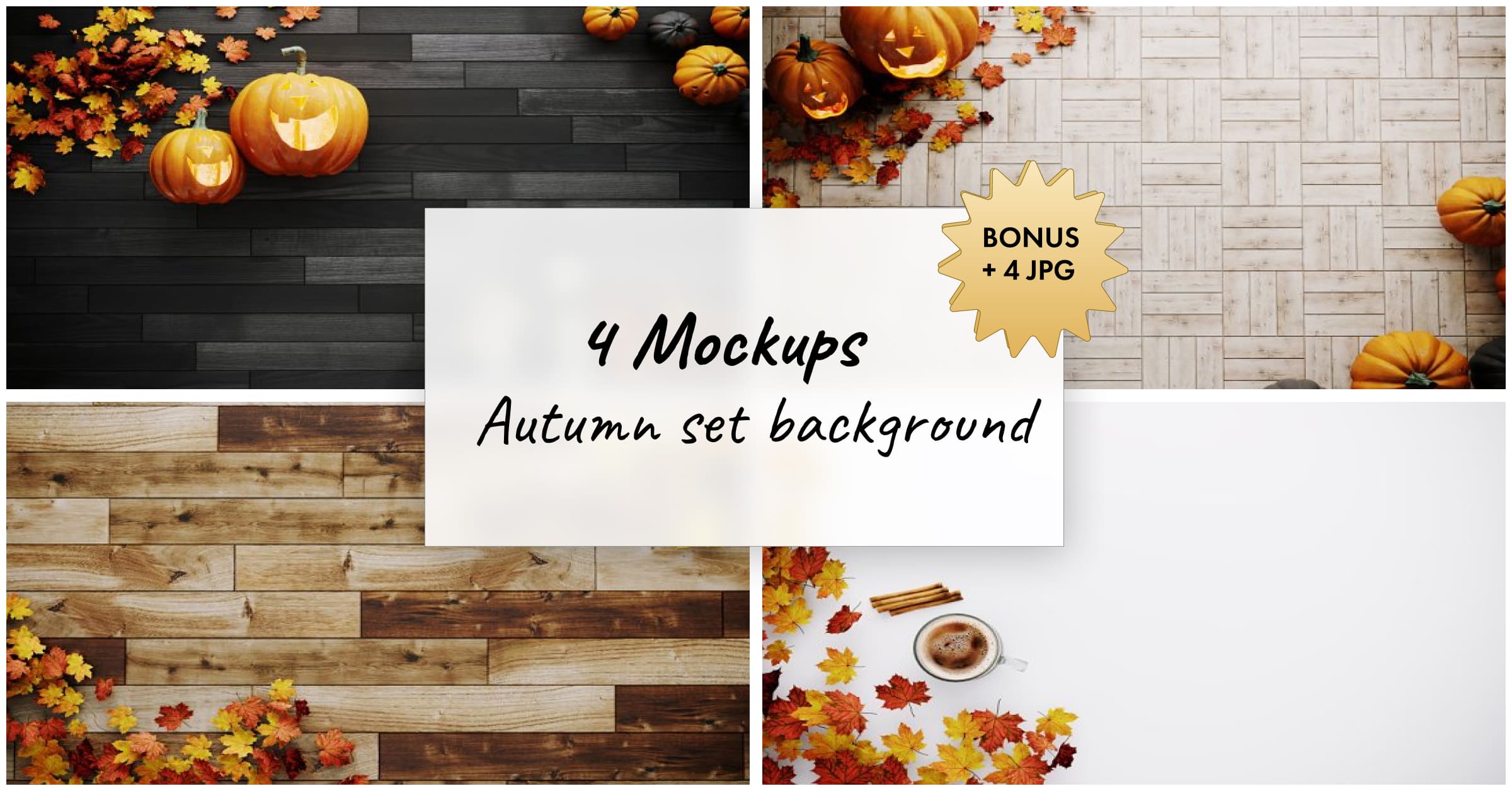 4 Autumn Set Mockups Background – MasterBundles