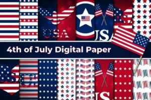 4th of July Digital Paper and Background Set - MasterBundles