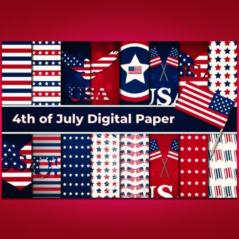 4th of July Digital Paper and Background Set - MasterBundles