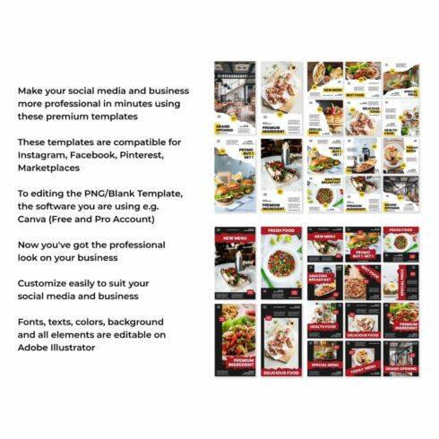 Social Media Bundle Template for Food and Beverages, Restaurant ...
