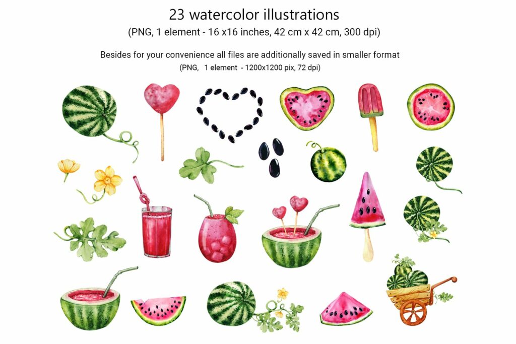 Watercolor Juicy Watermelon Clipart. Summer Fruits – MasterBundles