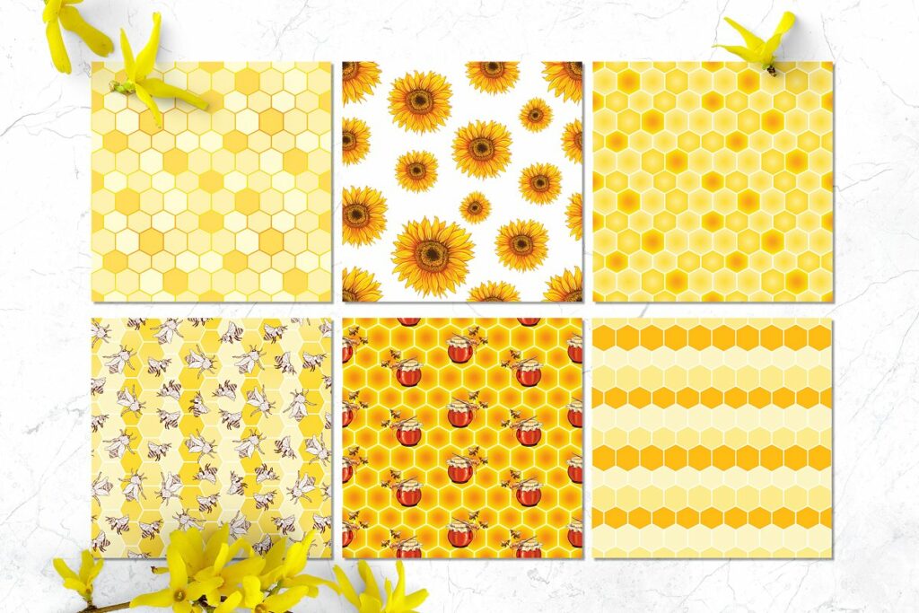 Bee & Honey Digital Paper Pack – MasterBundles