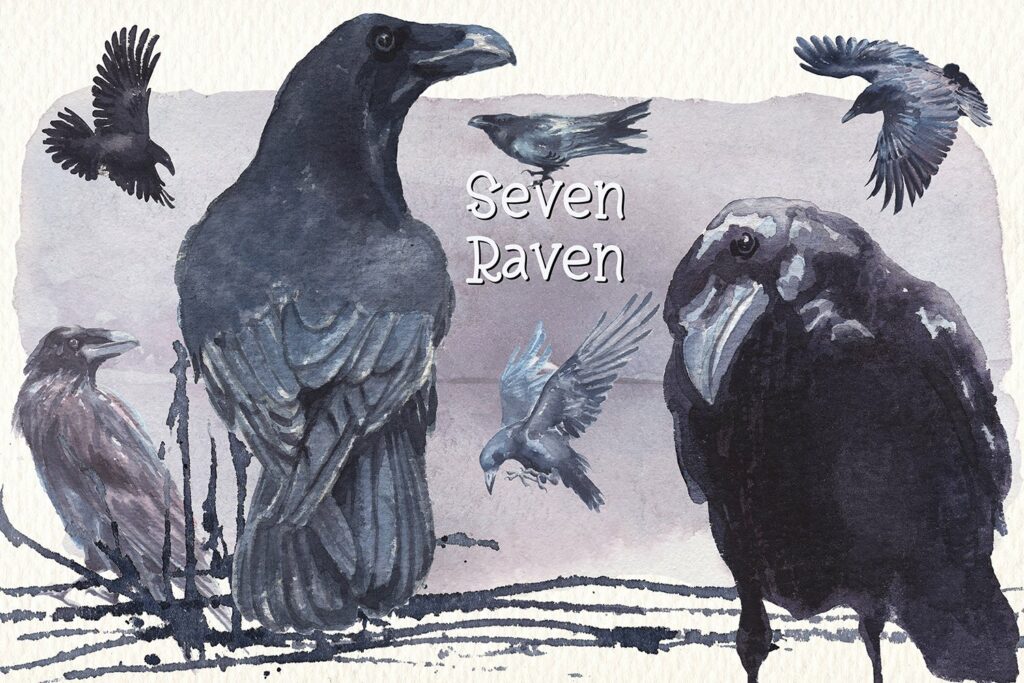 Seven Ravens Watercolor Clipart – MasterBundles