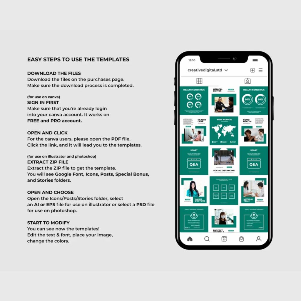 Instagram Engagement Post and Story Template Medical Free Story and ...