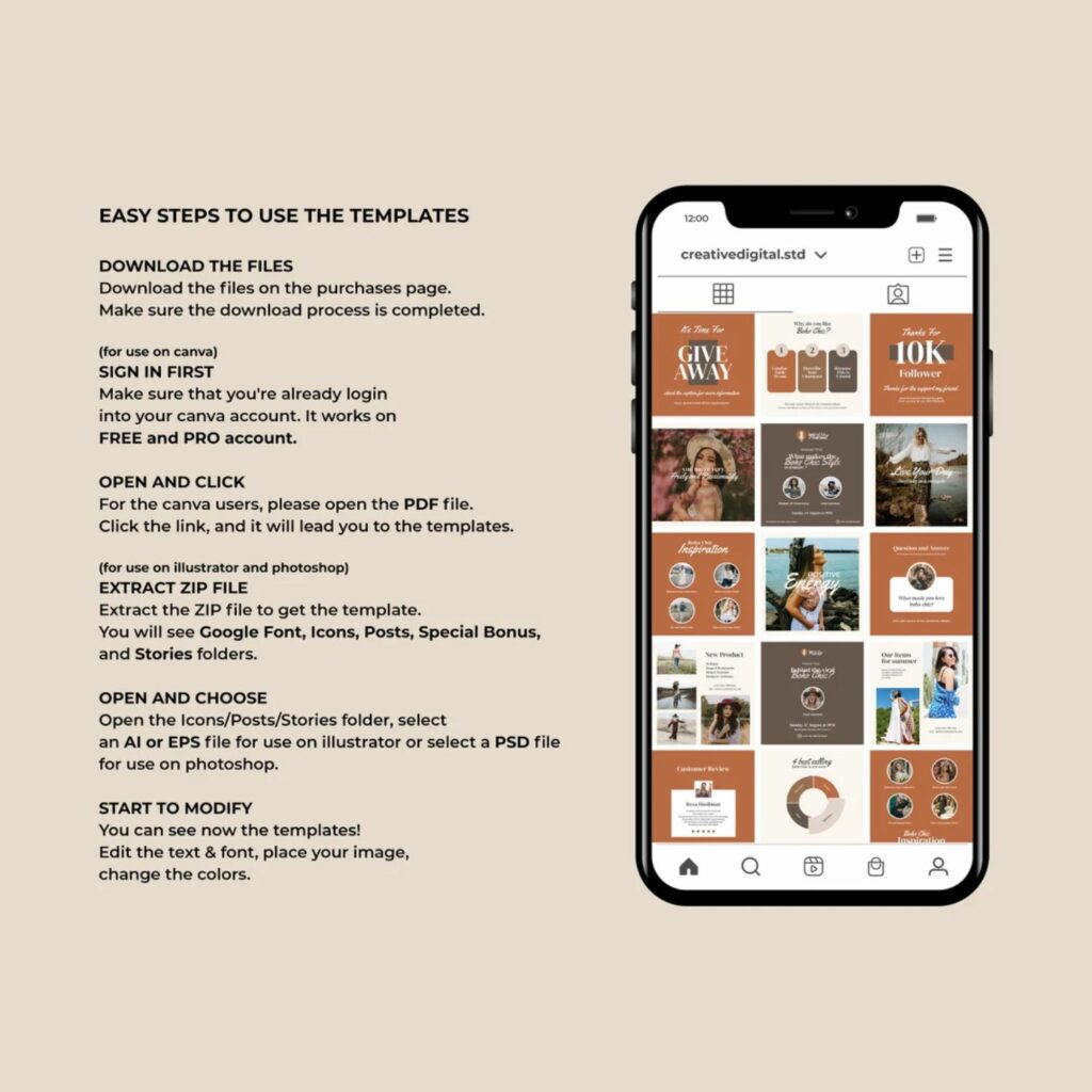 Instagram Marketing Templates Boho Chic Free Story and Icon Social ...