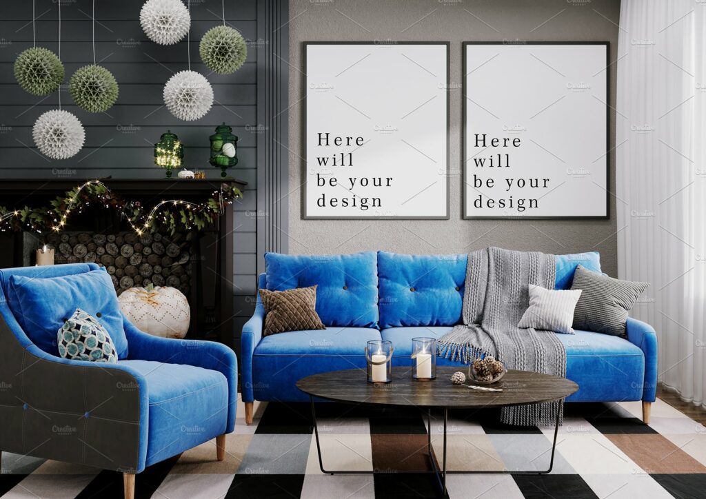 Autumn Blue Set_Mock Up Poster – MasterBundles