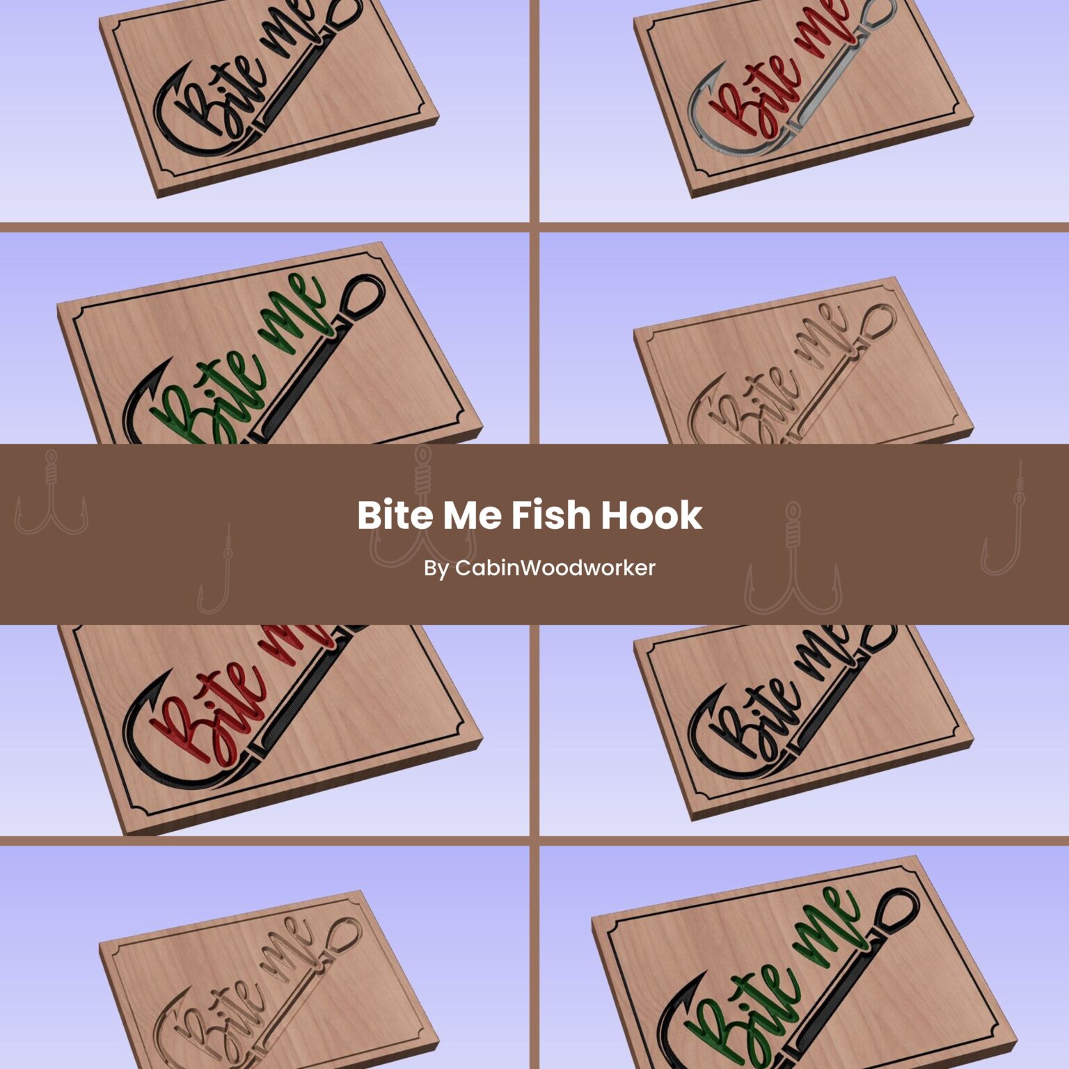 Bite Me Fish Hook - DXF, AI, SVG, EPS, PDF, Aspire file, Vcarve Pro ...
