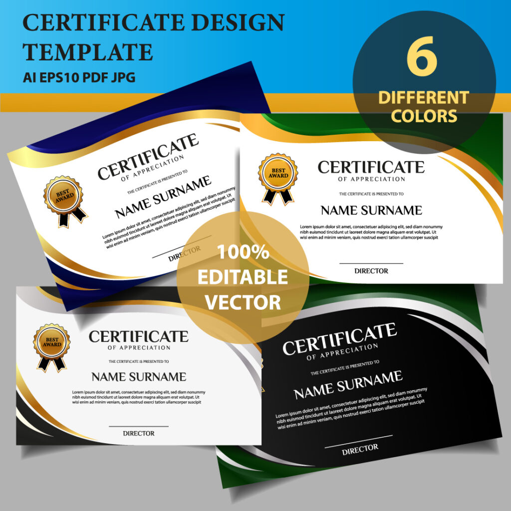 moder and simple certificate design template - MasterBundles