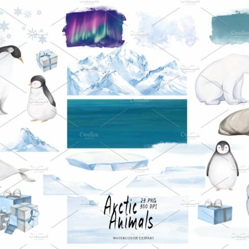 Arctic Animals Watercolor Clipart | Master Bundles