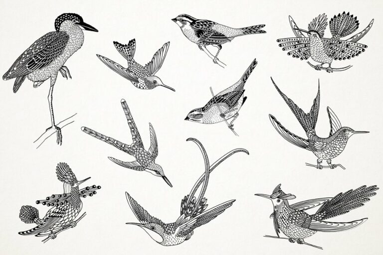Hand Drawn Illustrations of Birds – MasterBundles