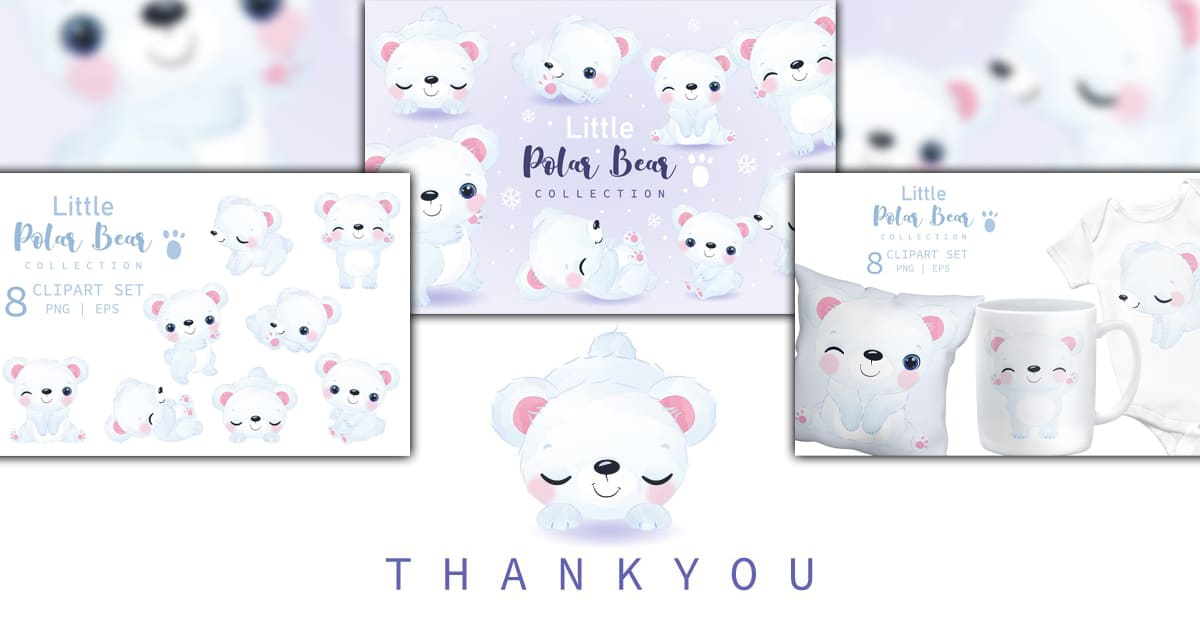 Cute Little Polar Bear Clipart Set – MasterBundles
