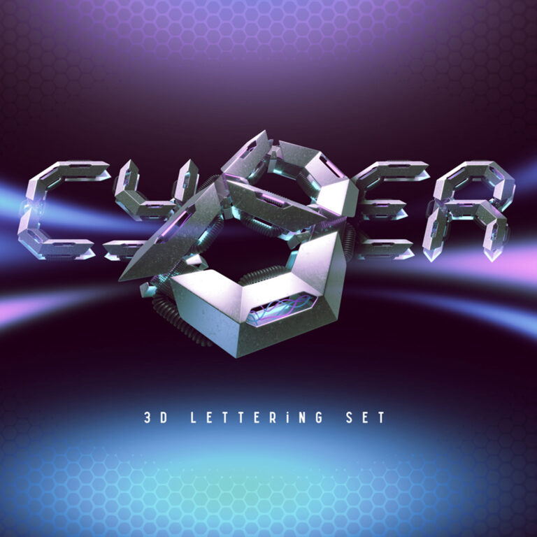 Cyber 3d lettering set - MasterBundles