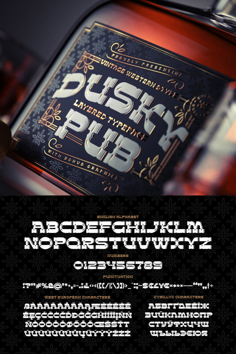 Dusky Pub - Font, Mockup, Label! - MasterBundles