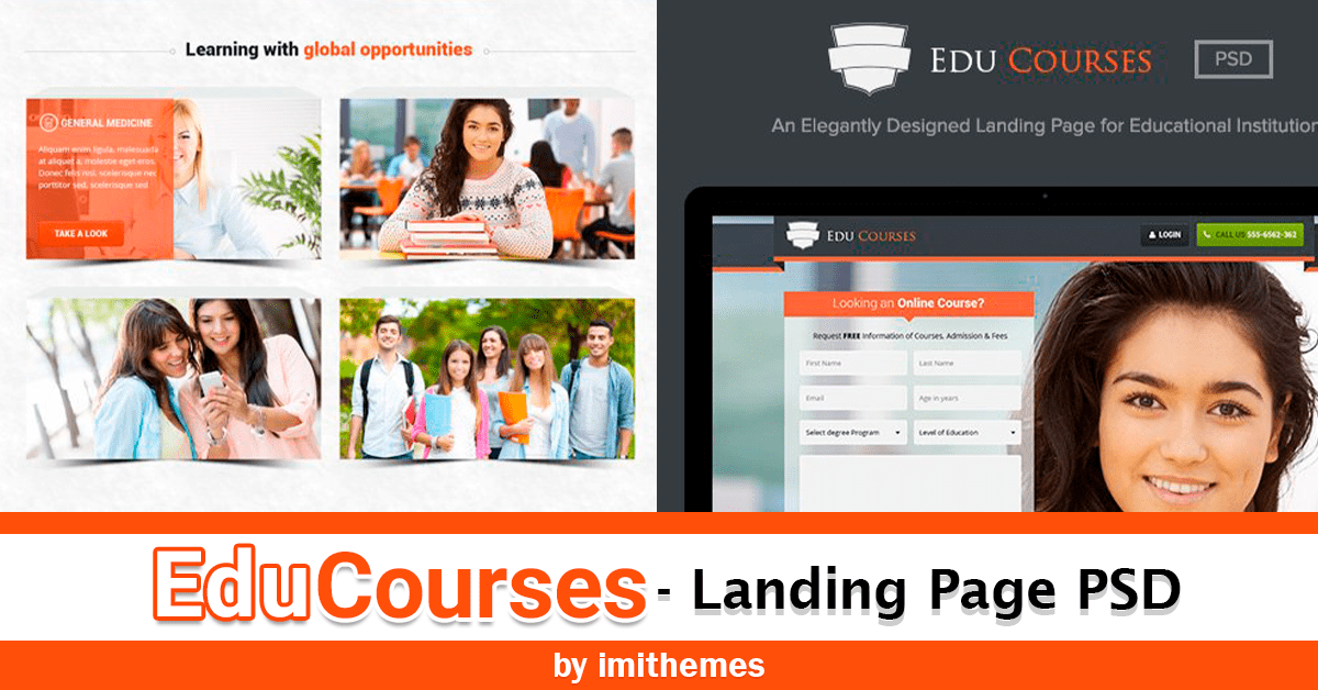 Edu Courses - Landing Page PSD – MasterBundles