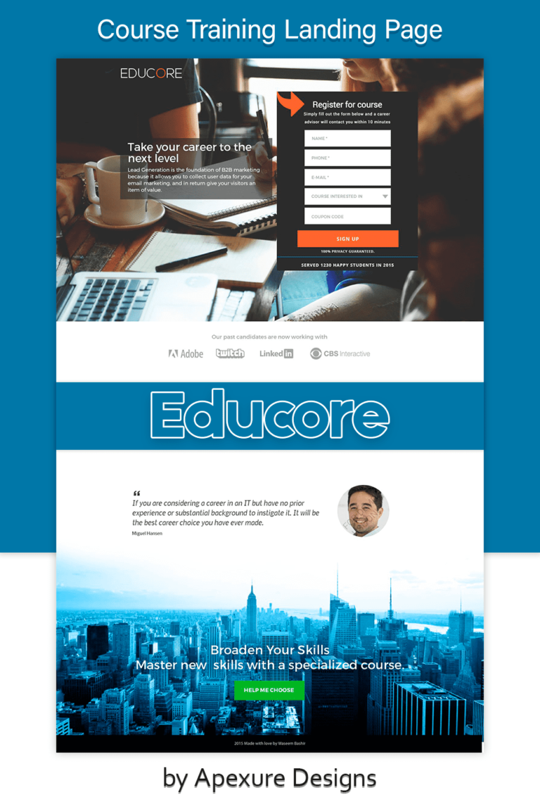 Educore Course Training Landing Page – MasterBundles