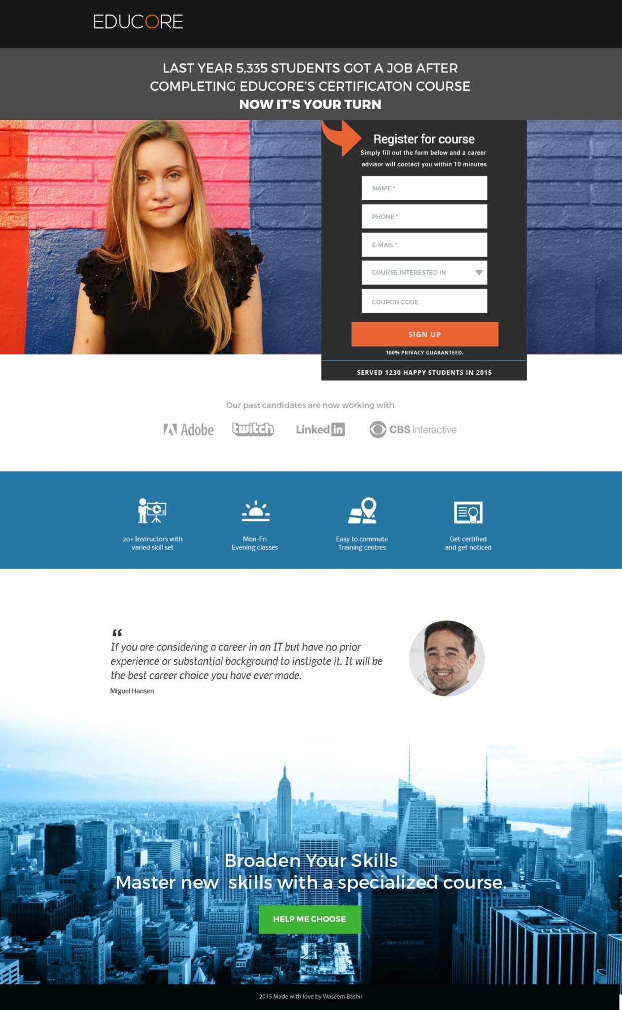 Educore Course Training Landing Page – MasterBundles