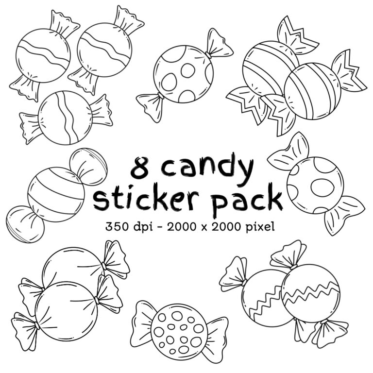 8 cute candy sticker pack - only $10 - MasterBundles
