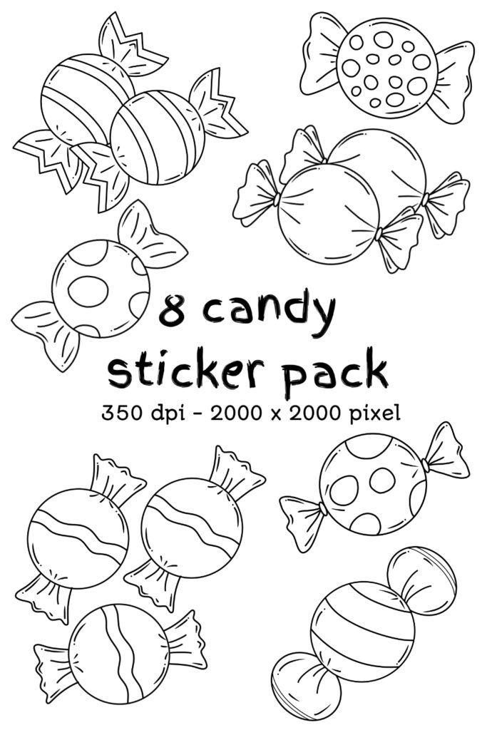 8 cute candy sticker pack - only $10 - MasterBundles