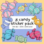 8 cute candy sticker pack color- only $12 | MasterBundles