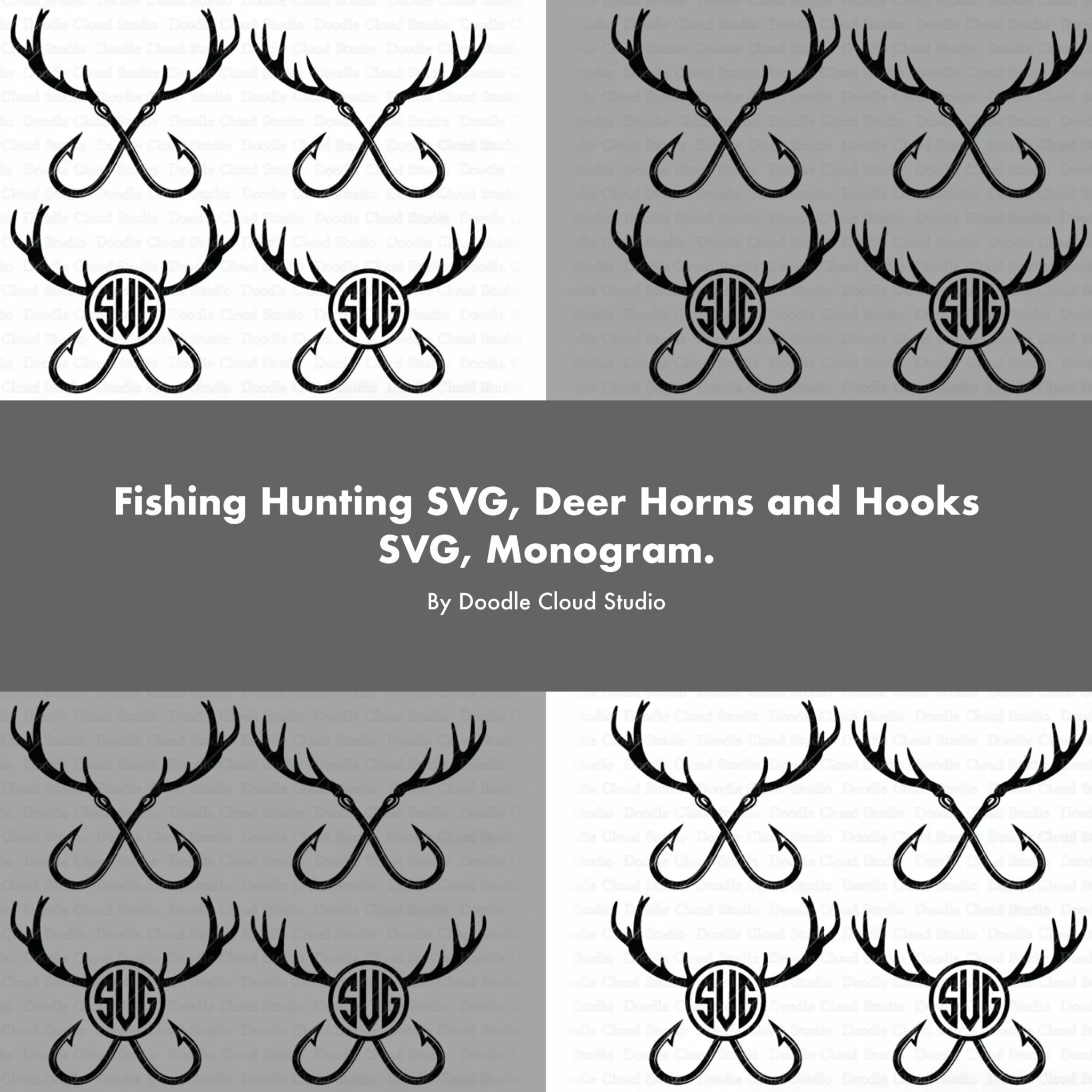 Fishing Hunting SVG, Deer Horns and Hooks SVG, Monogram. – MasterBundles
