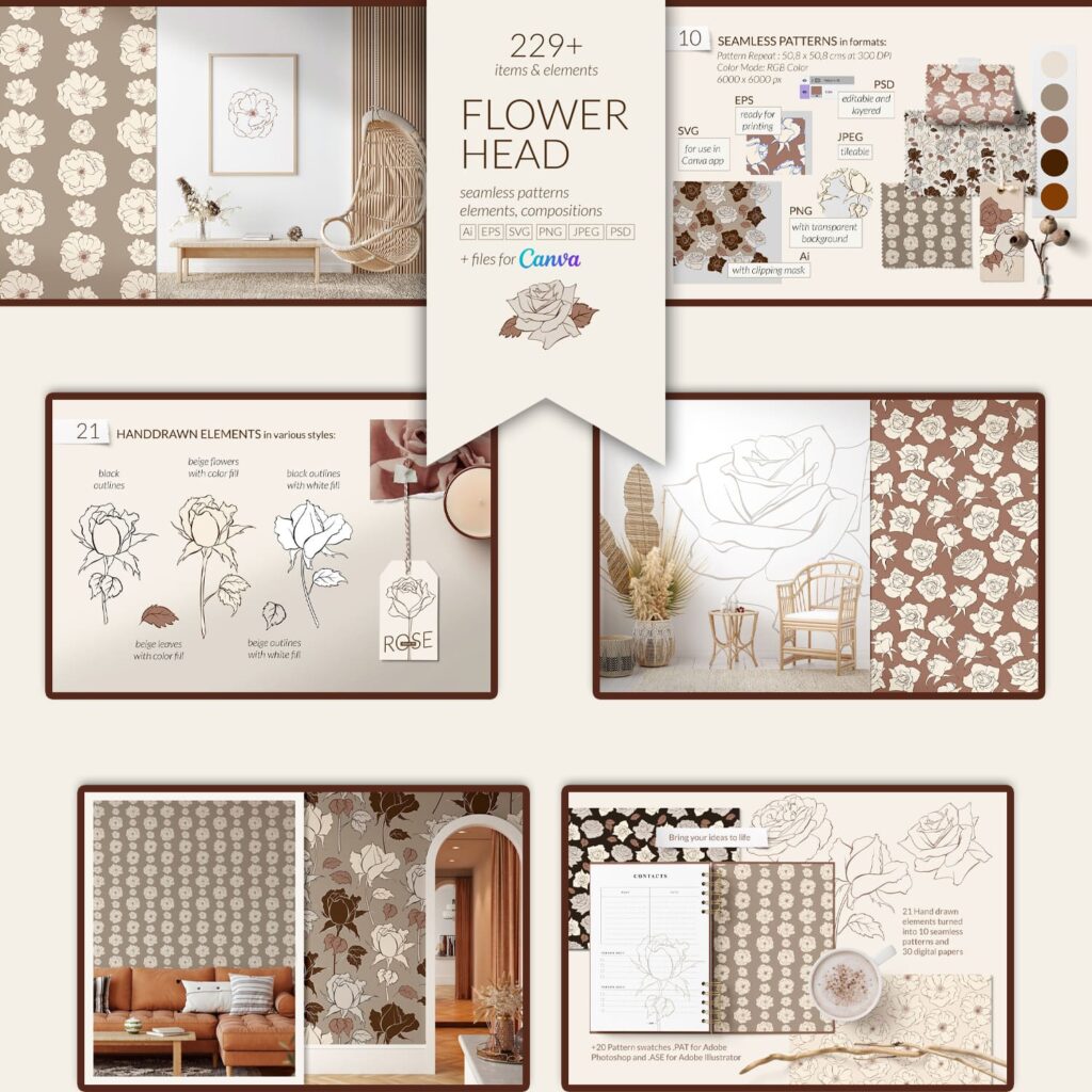 Flowerhead Patterns Collection – MasterBundles