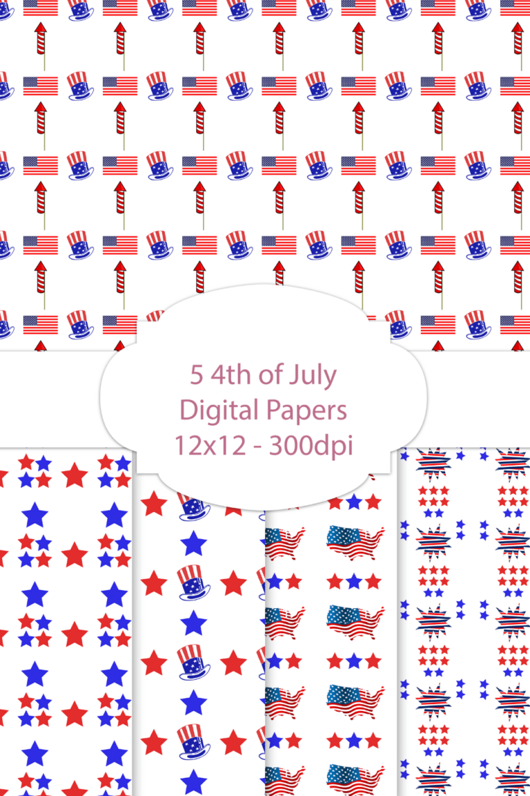 5 4th of July Digital Patterns, Independence Day Patterns, Fourth of ...