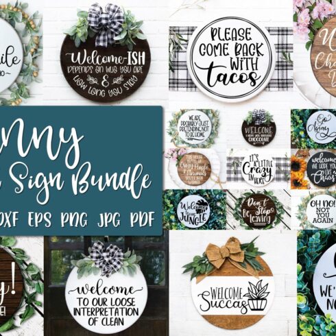 Funny Round Sign Bundle - Round SVG Files - Farmhouse Signs | Master ...