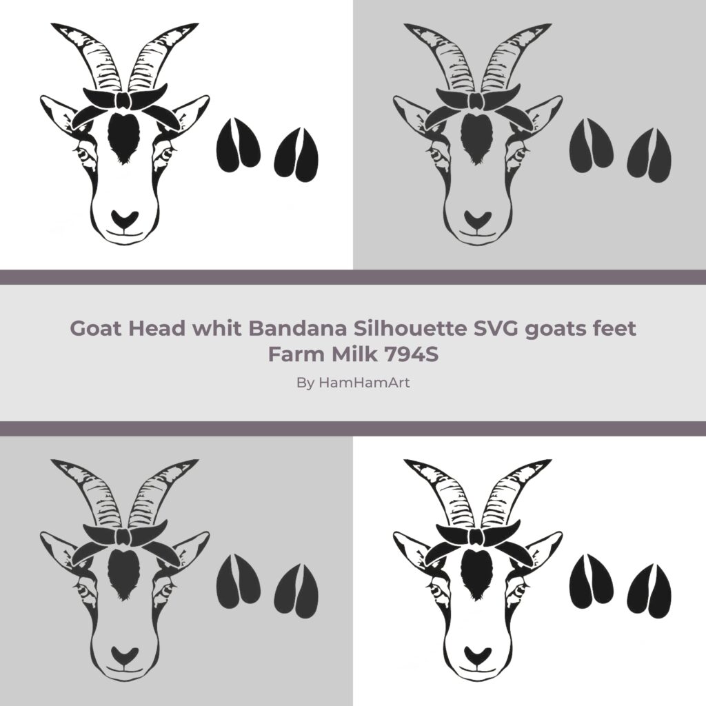 Goat Head whit Bandana Silhouette SVG goats feet Farm Milk 794S ...