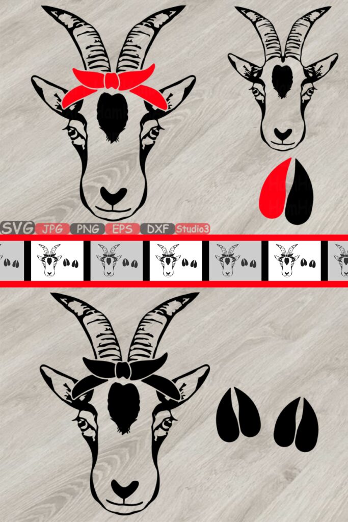 Goat Head whit Bandana Silhouette SVG goats feet Farm Milk 794S ...