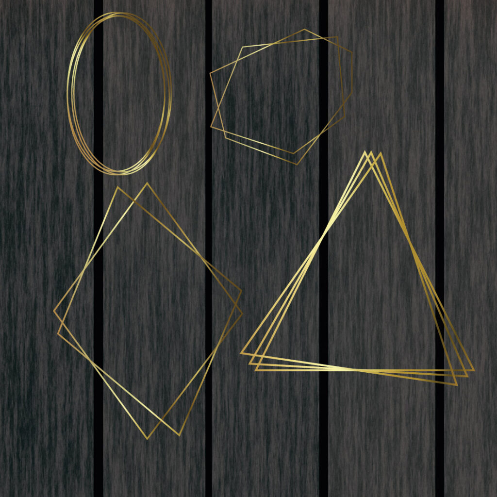 Geometric Gold Frames Clipart, Gold Border, Polygonal Frames ...