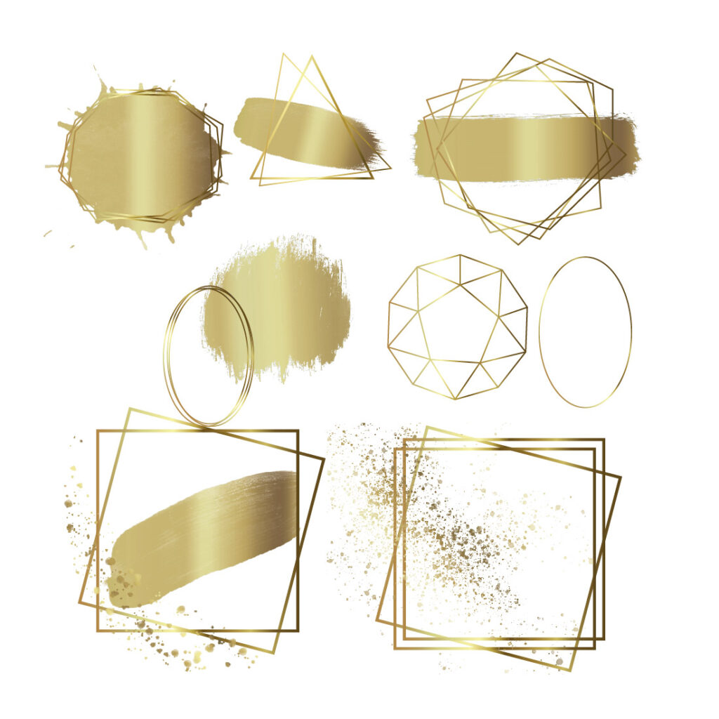 Geometric Gold Frames Clipart, Gold Border, Polygonal Frames ...
