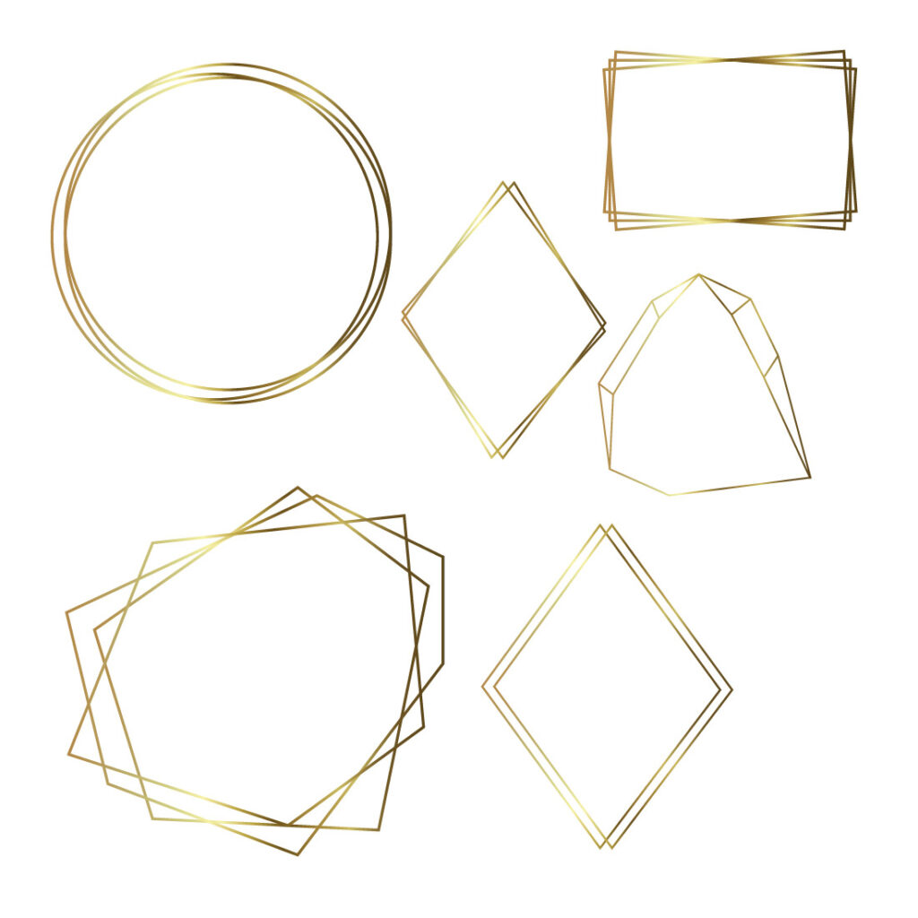 Geometric Gold Frames Clipart, Gold Border, Polygonal Frames ...