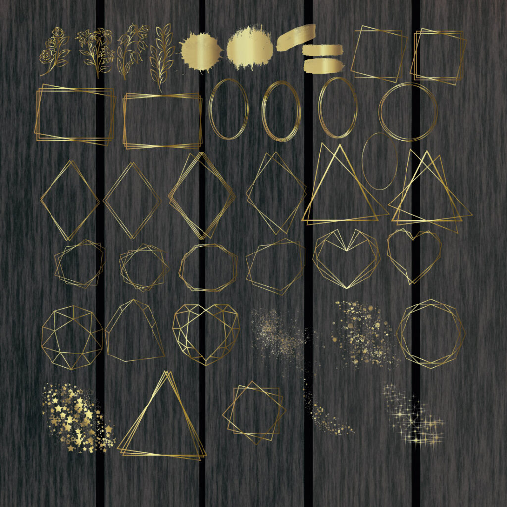 Geometric Gold Frames Clipart, Gold Border, Polygonal Frames ...