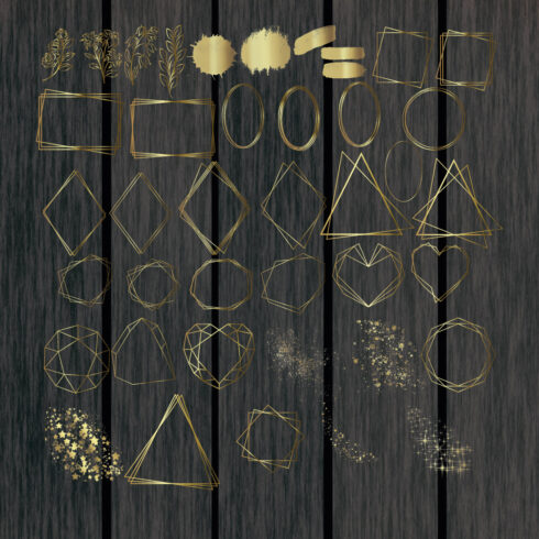 Geometric Gold Frames Clipart, Gold Border, Polygonal Frames ...