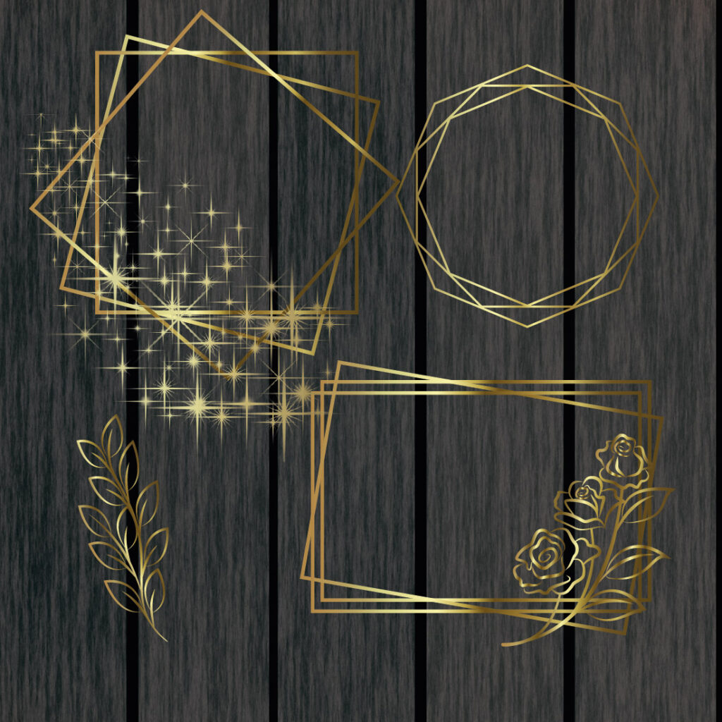 Geometric Gold Frames Clipart, Gold Border, Polygonal Frames ...