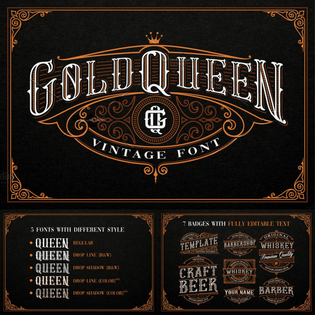 Gold Queen Vintage Font – MasterBundles