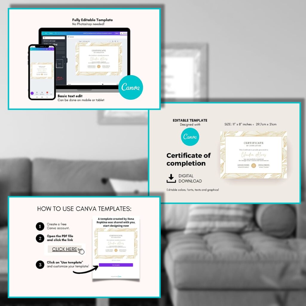 Golden Waves Canva Certificate – MasterBundles